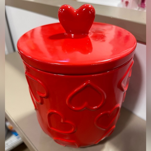 T.J.Maxx | Holiday | Valentine Heart Red Ceramic Canister W Decorative ...